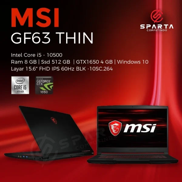 Laptop Gaming MSI GF63 Thin 10SC-264 Core i5 10200H Gtx 1650 4Gb ...